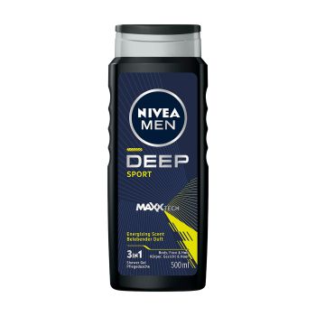 NIVEA MEN DEEP SPORT 3 IN 1 kūno veido ir plaukų dušo želė, 500 ml ...