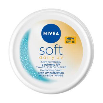 NIVEA SOFT DAILY UV SPF15 veido, kūno ir rankų kremas, 100 ml - Eurokos