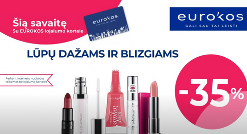 -35% nuolaida lūpų dažams ir blizgiams | Šią savaitę - Eurokos
