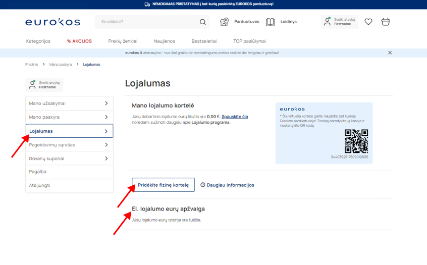Skaitmeninės kortelės sukūrimo instrukcija - Eurokos